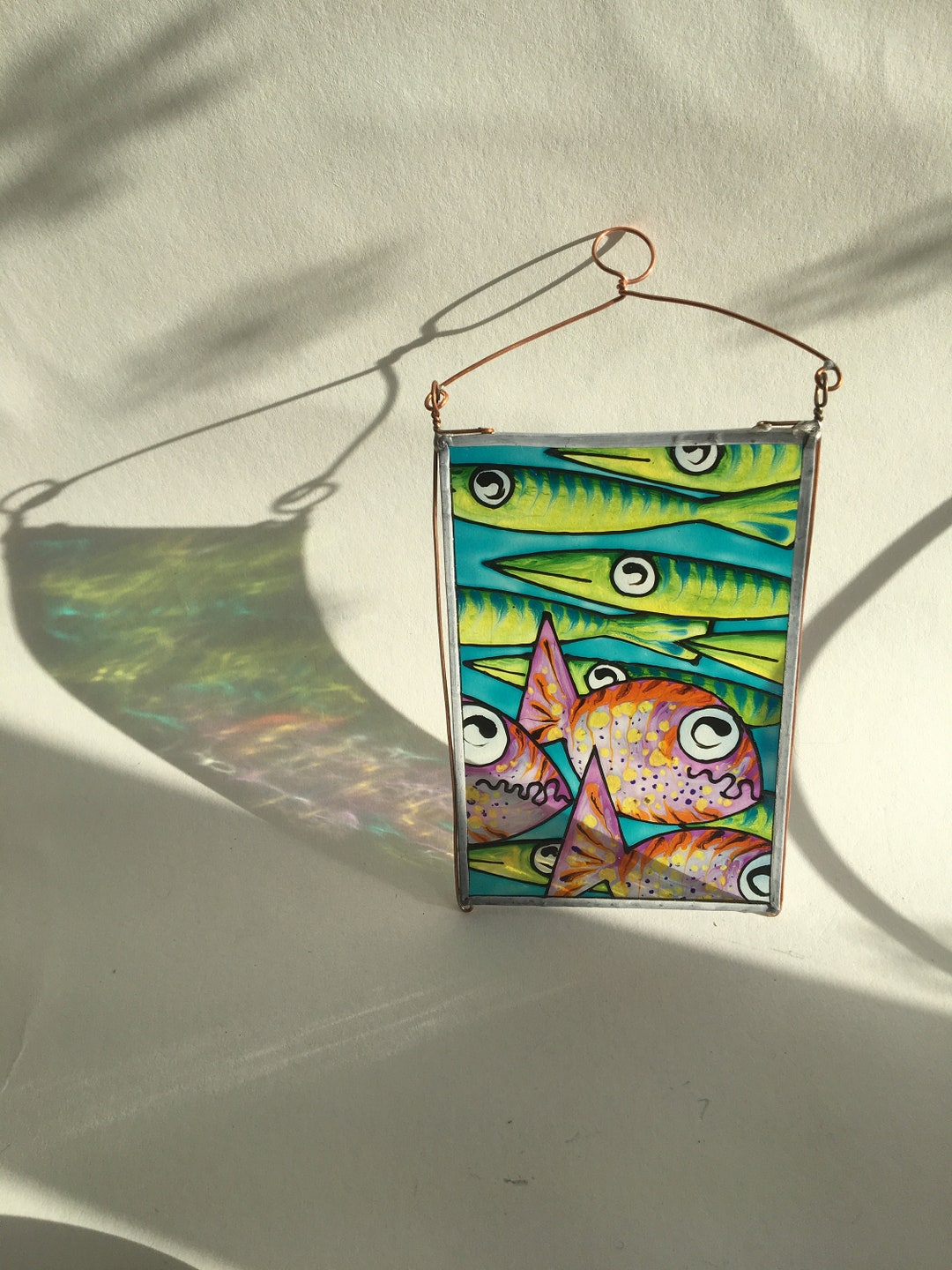 Handmade and Hand Painted Glass Fish Sun Catcher - Etsy