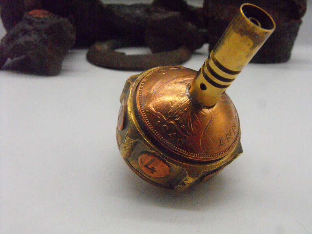 Trench Art Style Brass Pill or Stash Pot Counter Spinner With Domed ...