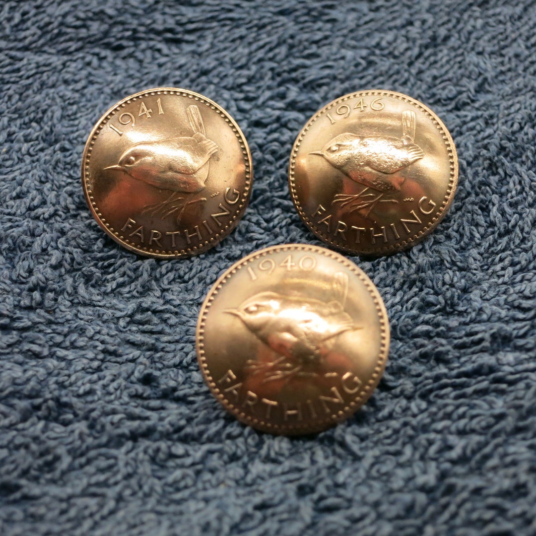 Handmade Pre-decimal 1940s Domed Farthing Coin Buttons set of 3 - Etsy