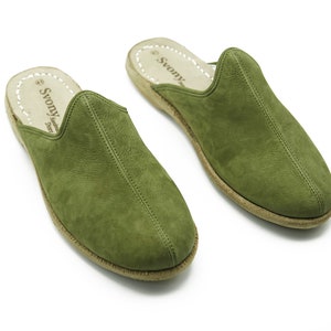 Green Leather Yemeni Slippers: Handmade Sheepskin Men's Shoes - Etsy
