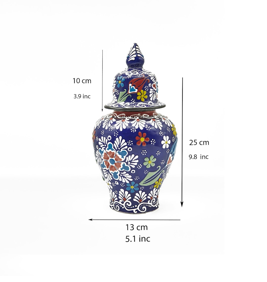 Handmade Turkish Ceramic Vase, Decorative Blue Ceramic Craft , Table ...