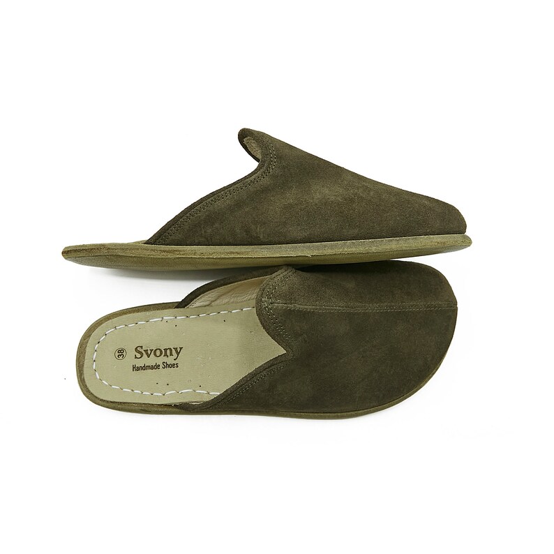 Handmade Leather House Slippers: Wide Toe, Natural Rubber Sole - Etsy