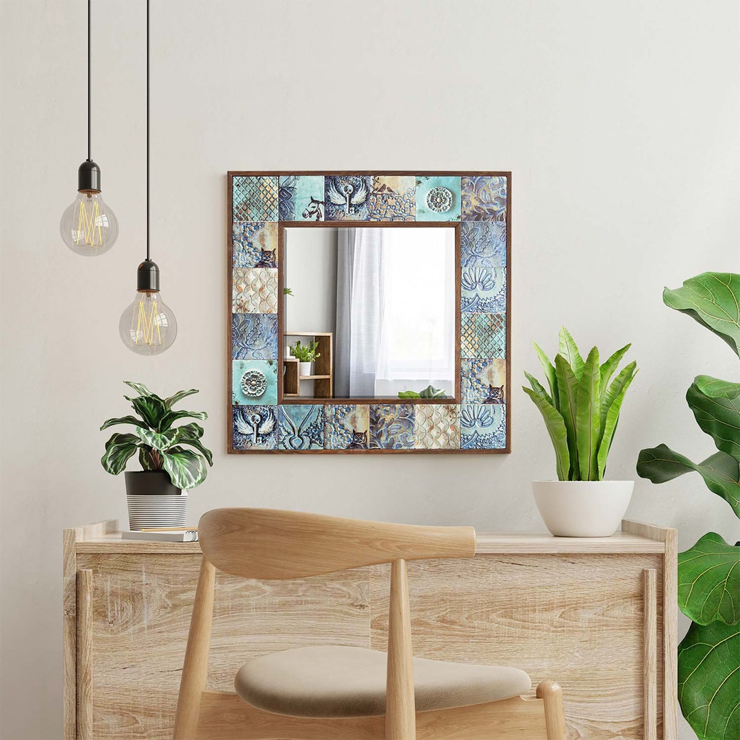 Wall Hanging Mirror, Floor Mirror, Wall Mirror, Bohemian Mirror, Stone ...