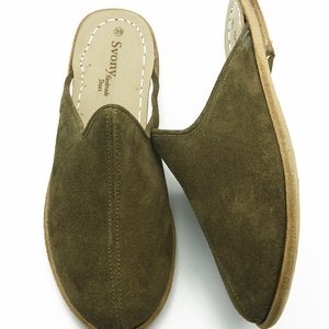 Suede Green Leather Soft Slipper - Sheepskin Slippers - Women's Leather ...