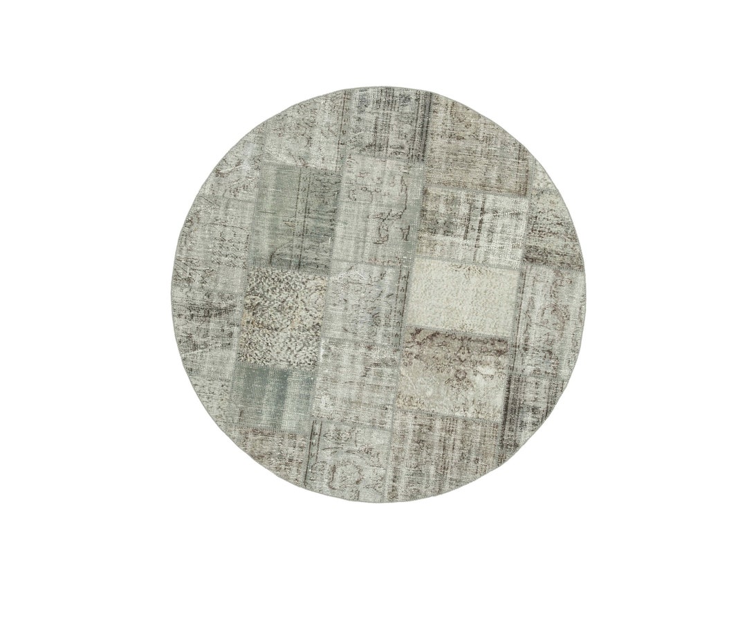 6' 7'' Handmade Gray Round Area Rugs - Circle Rugs - Modern Area Rug ...