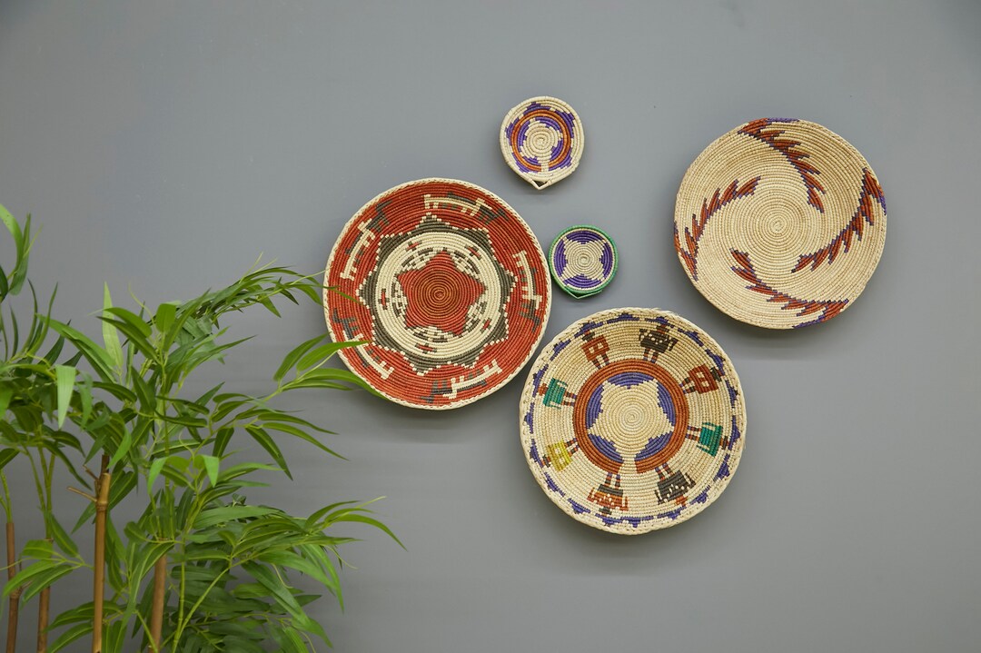 Jaco Wall Basket Decor - Set of 5 Natural Basket for Wall Decor ...