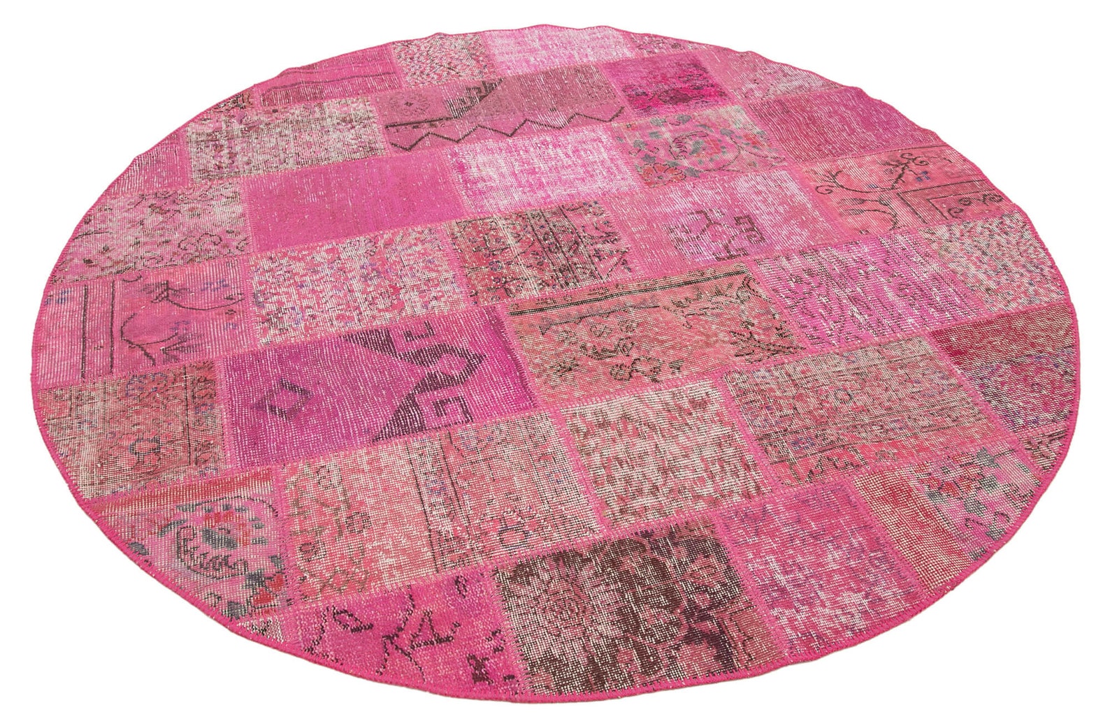 6' 6'' Ft Handmade Pink Round Area Rug Turkish - Etsy