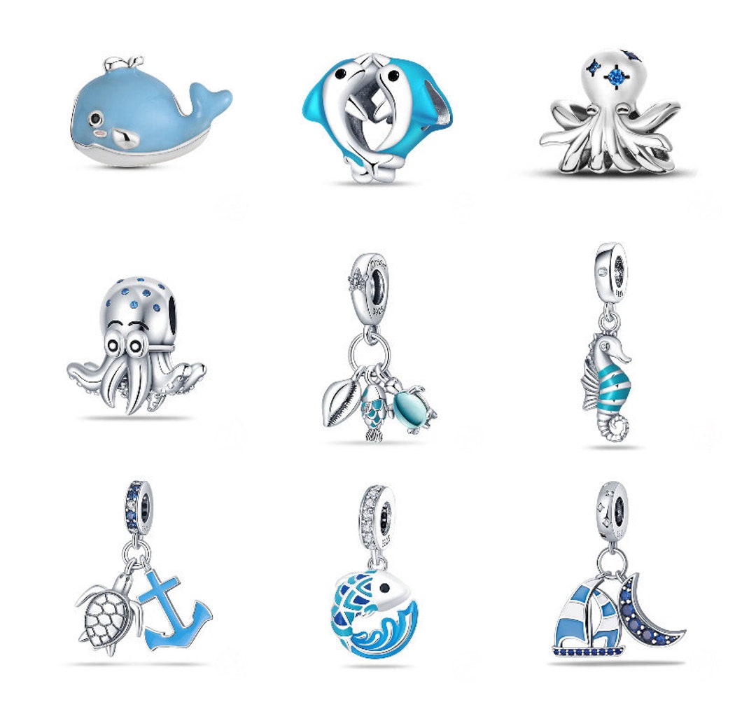 S925 Sterling Silver Pandora Charm Ocean Series Turtle Crab Mermaid ...