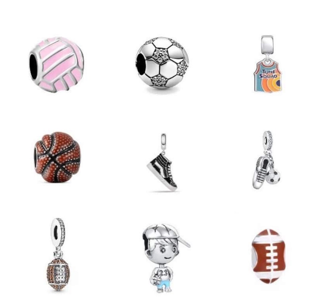 S925 Sterling Silver Pandora Charm Pendant, Football, Basketball ...