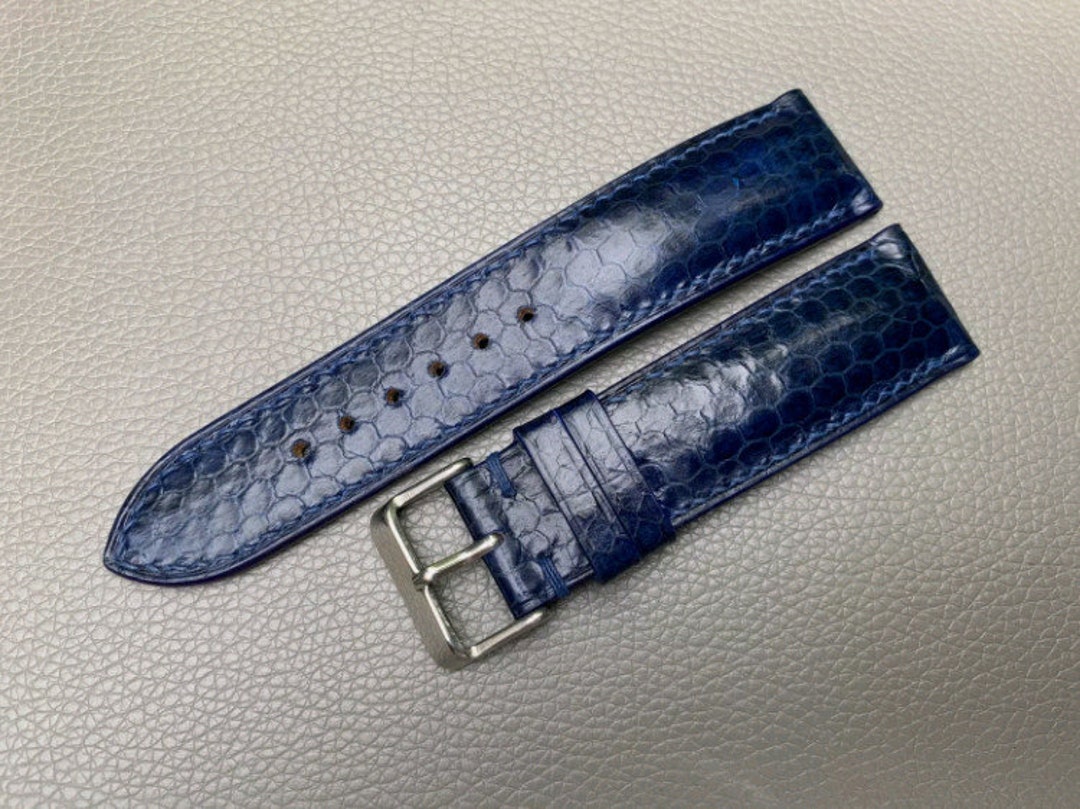Genuine Handmade Navy Blue Snake Leather Watch Strap Band, Leather ...