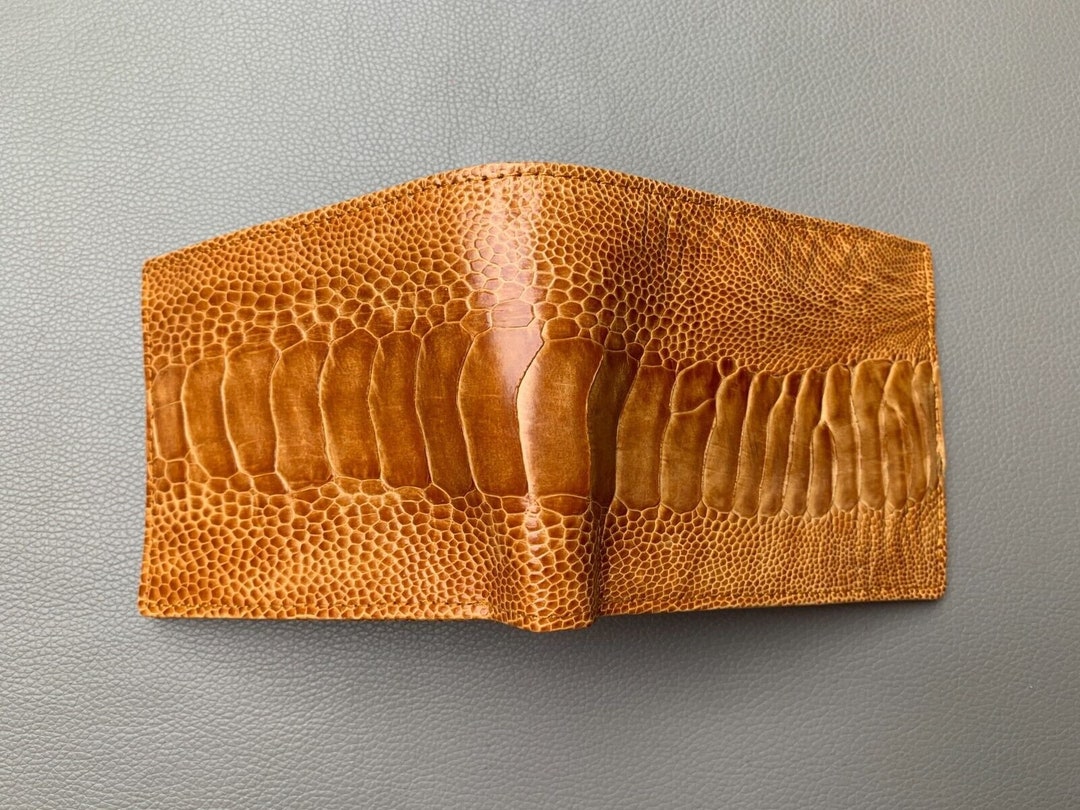 Tan Brown Genuine LEG OSTRICH Leather Wallet for Men, Handmade Leather ...