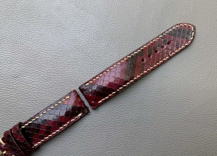 Genuine Handmade Dark Red Snake Leather Watch Strap Band, Leather Wrist ...