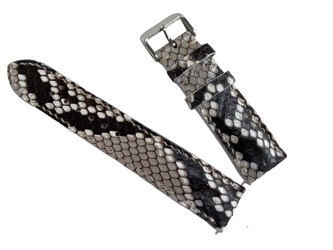 26mm/24mm/22mm/20mm/18mm/16mm Genuine Handmade Gray Python/snake ...