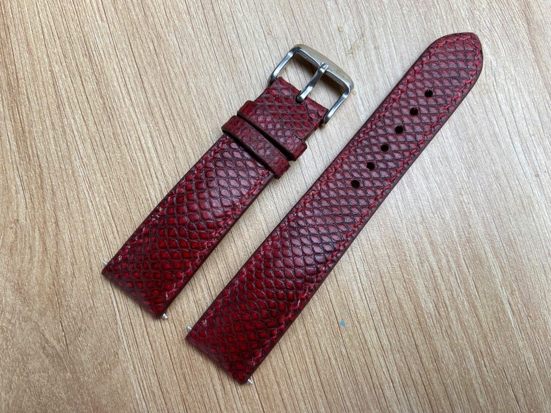 Genuine Handmade Dark Red Snake Leather Watch Strap Band, Leather Wrist ...
