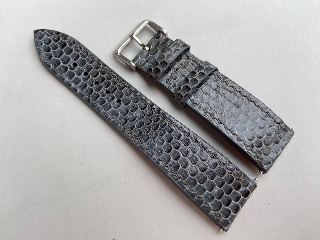 26mm/24mm/22mm/20mm/18mm/16mm Genuine Handmade Gray Python/snake ...