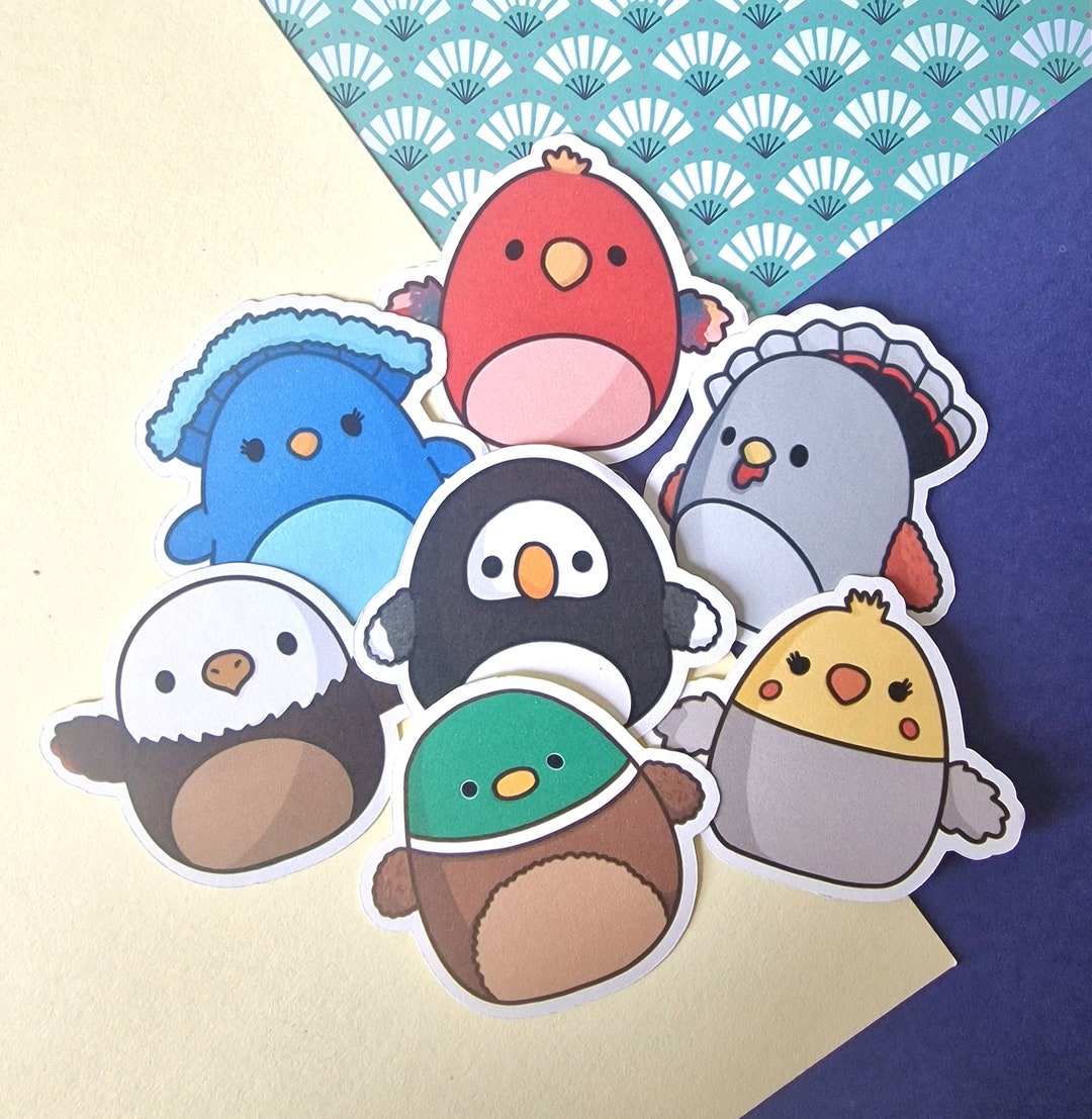 Feathered Squish Sticker Set 7 Designs Matte Stickers Gifts Handmade ...