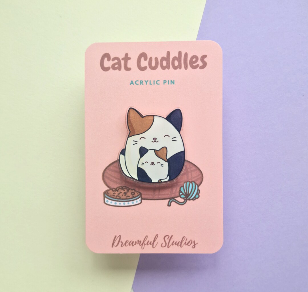Cat Cuddles Acrylic Pin | Mini Acrylic Pin | Squishmallow Inspired Pin ...