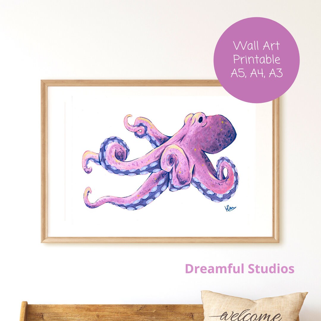 Purple Octopus Watercolour Painting / Original Artwork / Digital ...