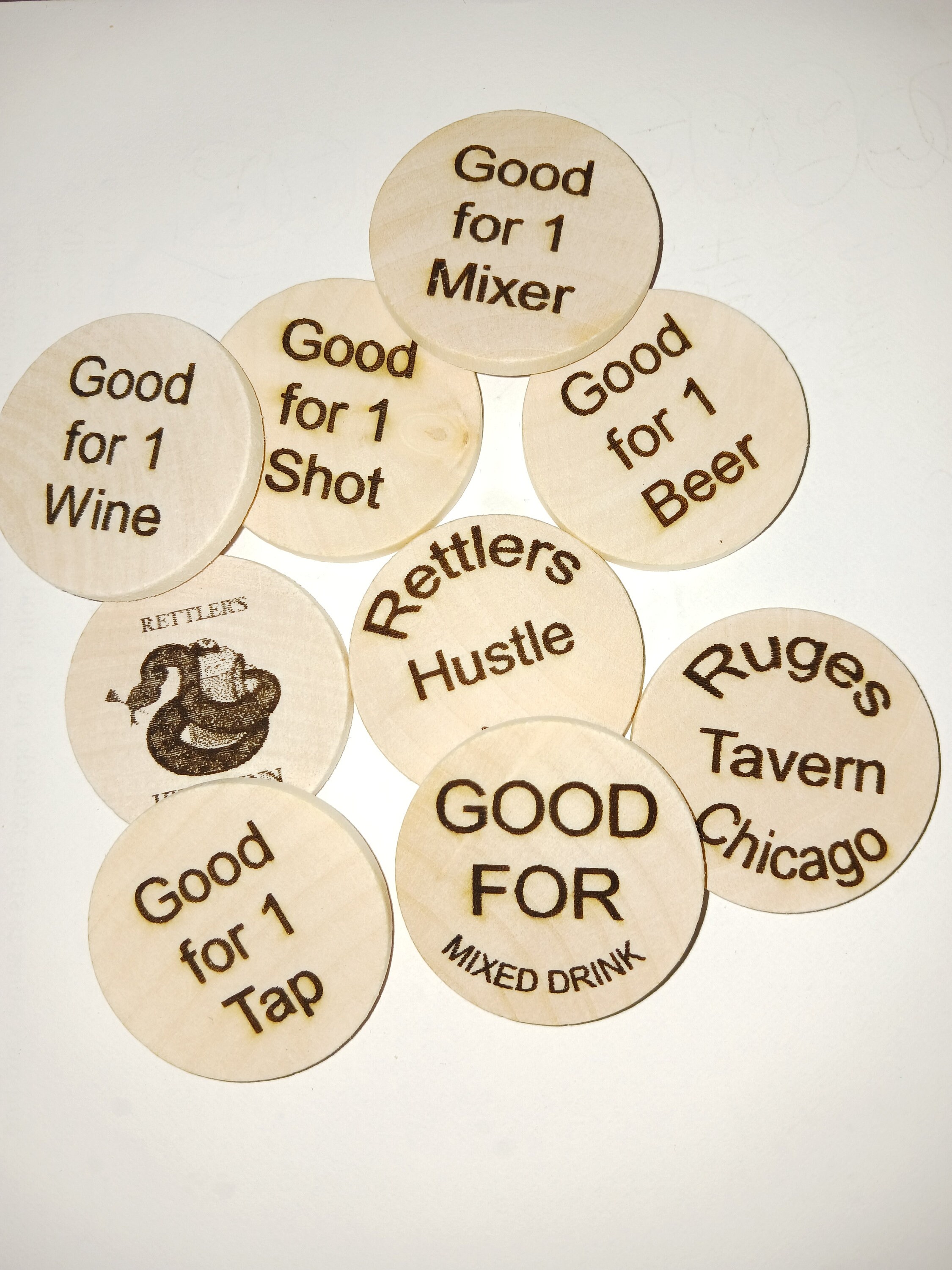 Customized Laser Engraved Drink Tokens 100 Pieces FREE SHIPPING - Etsy