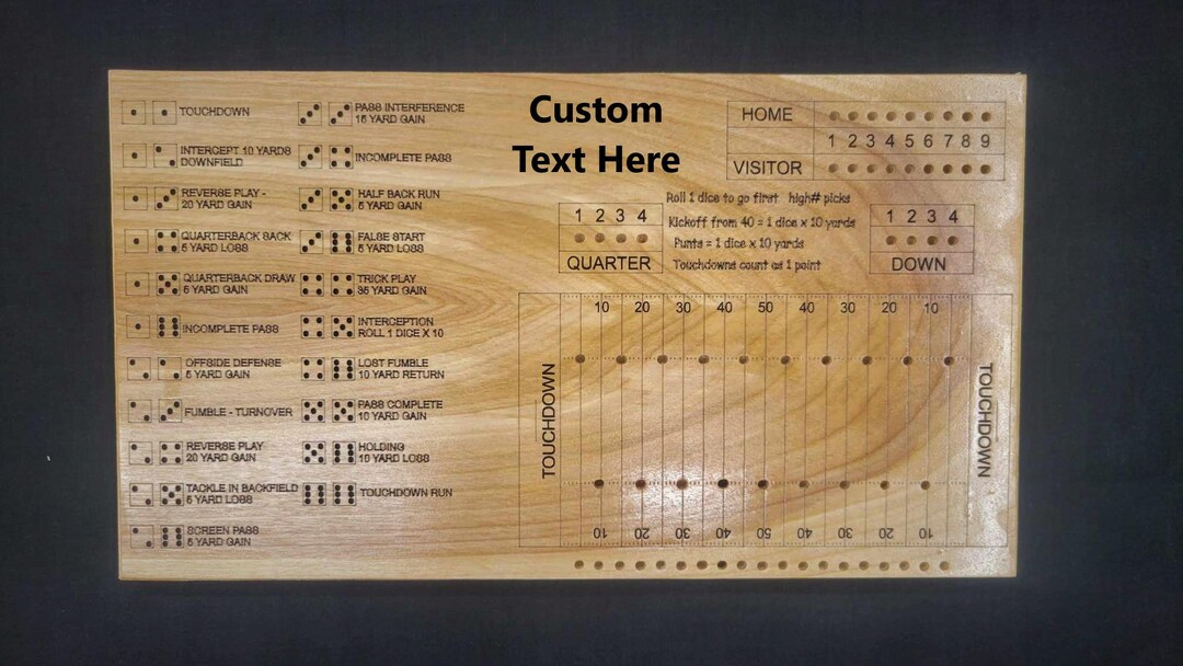 Laser Engraved Football Dice Game. FREE PERSONALIZATION +SHIPPING - Etsy