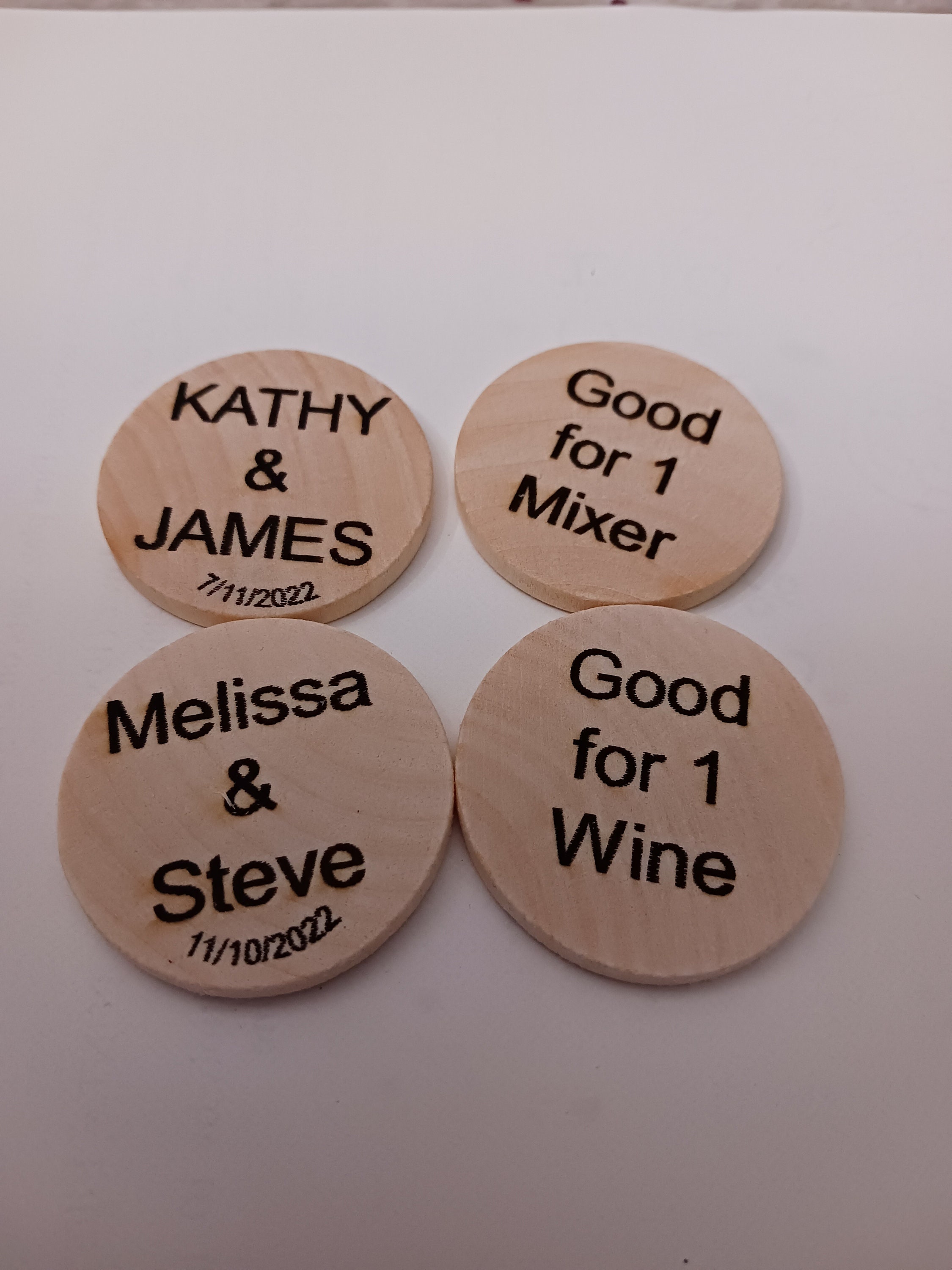Customized Wedding Laser Engraved Drink Tokens 100 Pieces FREE SHIPPING ...