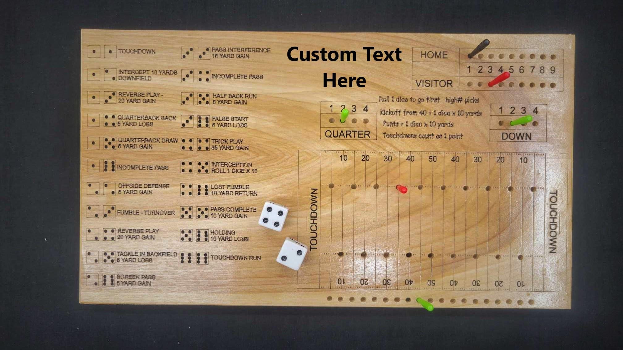 Laser Engraved Football Dice Game. FREE PERSONALIZATION +SHIPPING - Etsy