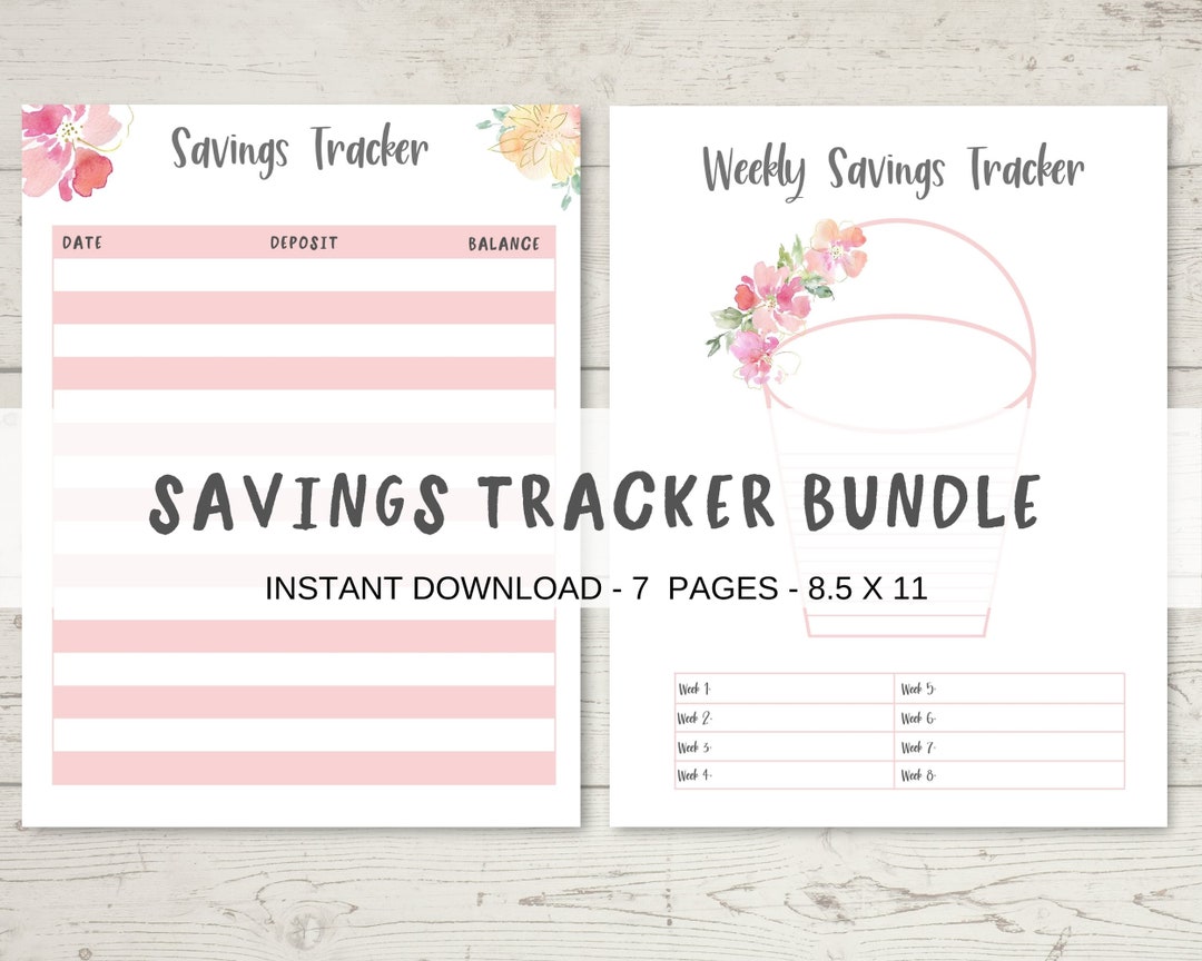Savings Tracker Printable | Floral Savings Tracker Bundle - Etsy