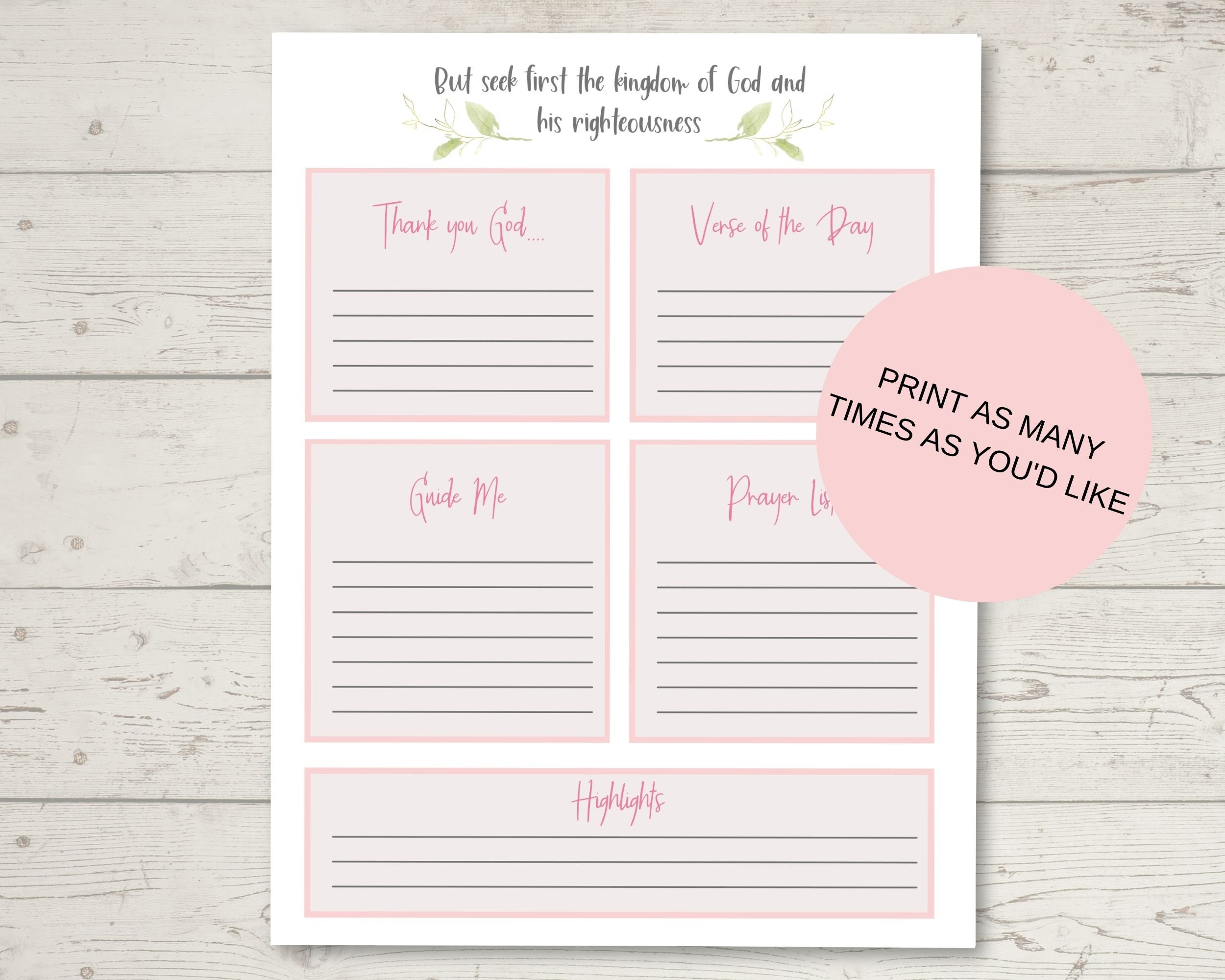 Daily Prayer Journal | Printable | Daily Gratitude - Etsy