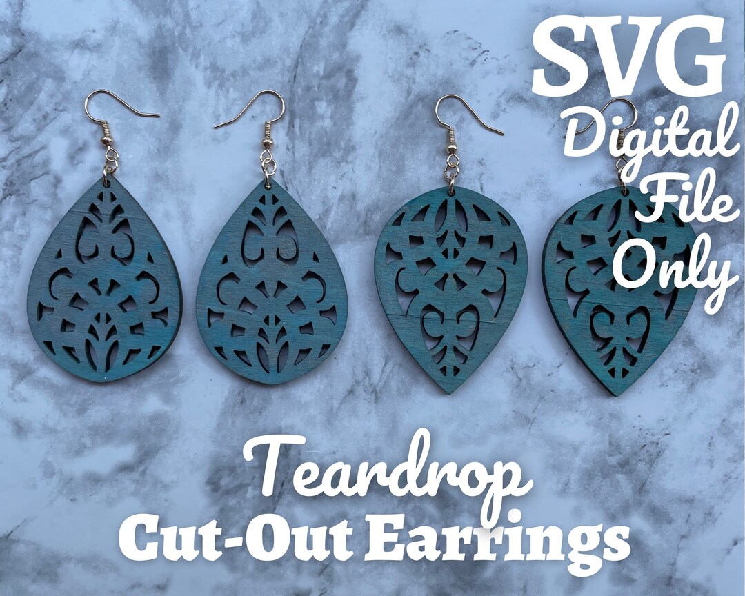Laser Cut Teardrop Earrings - Digital File Only - Etsy