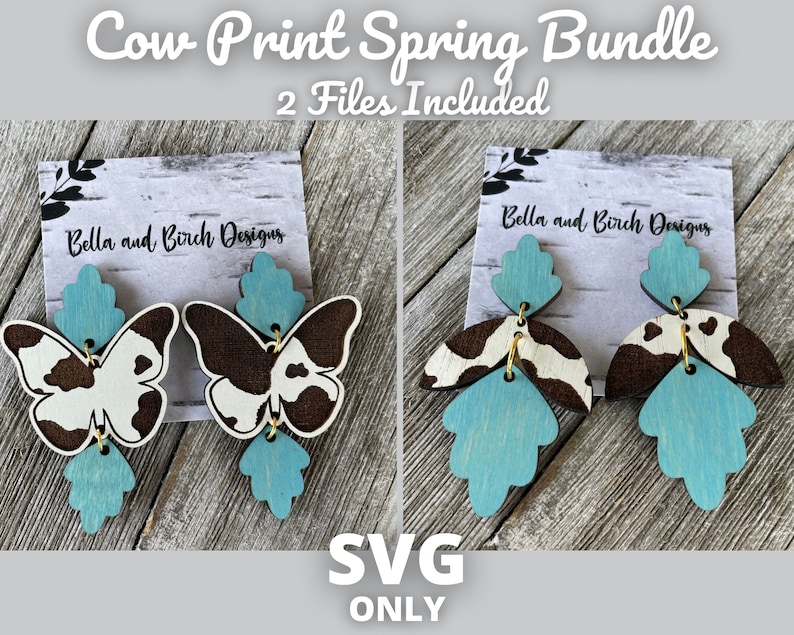 Cow Print Butterfly Earrings - Digital File Only - Etsy
