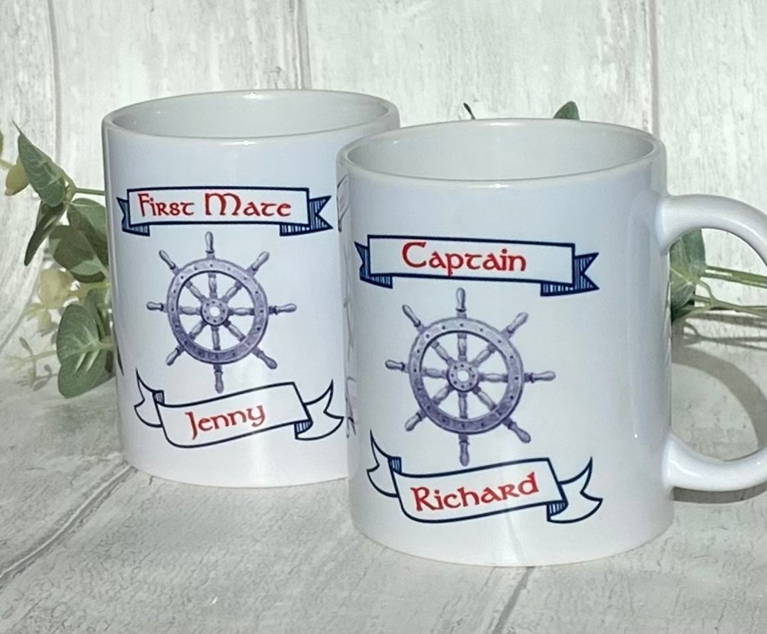 Captain and First Mate Mug, Wedding Mug, Anniversary Mug, Customised ...