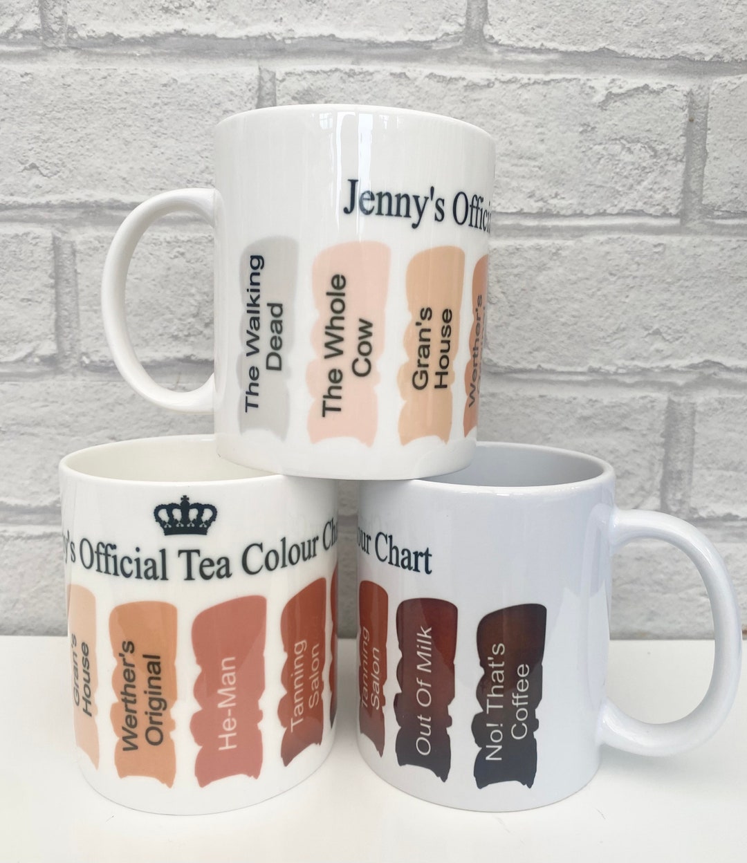 Personalised Tea Colour Chart Bone China or Ceramic Choose Your Tea ...