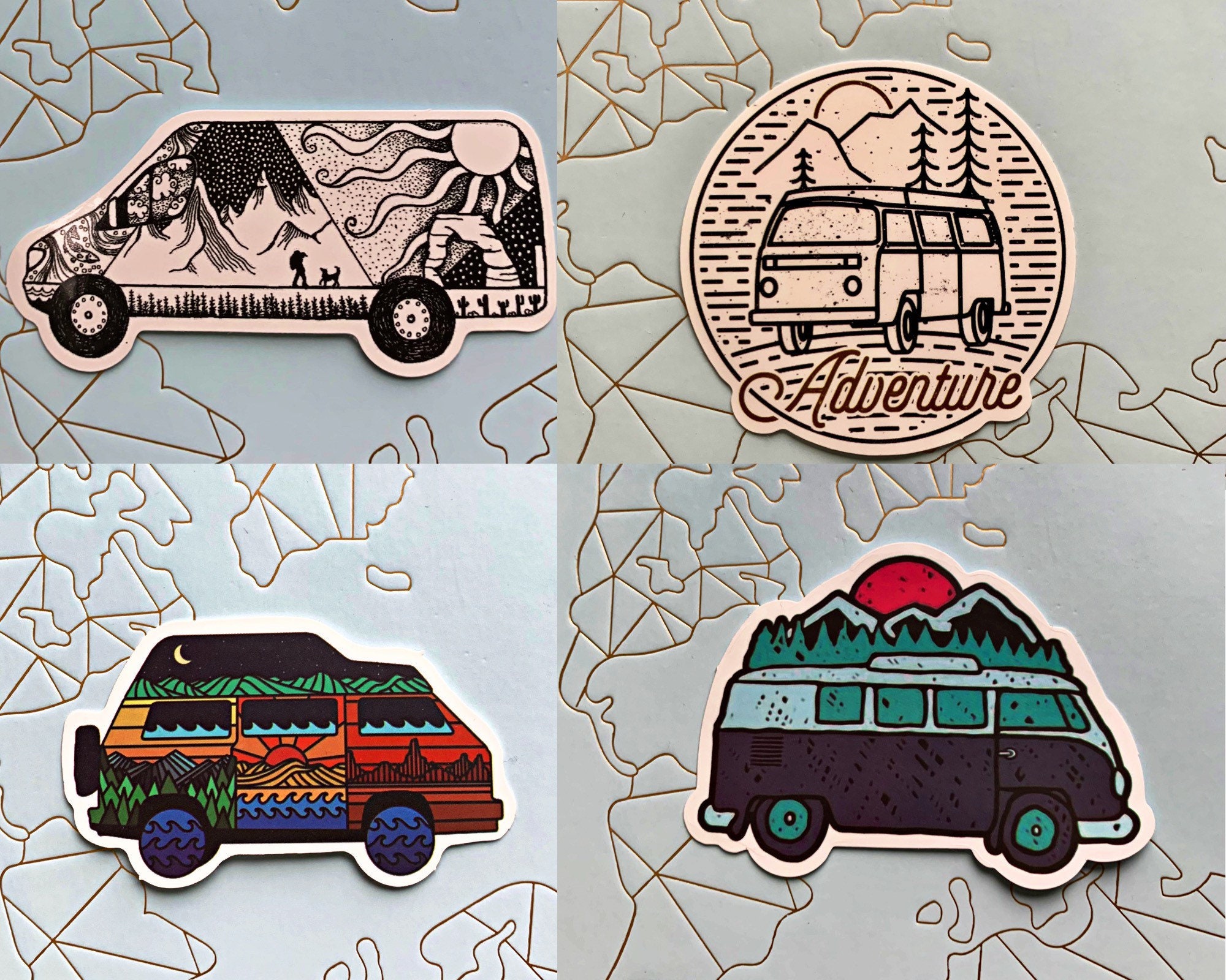 RV, Hippie Van Travel Stickers , Van Life Road Trip, off Road Truck Car ...