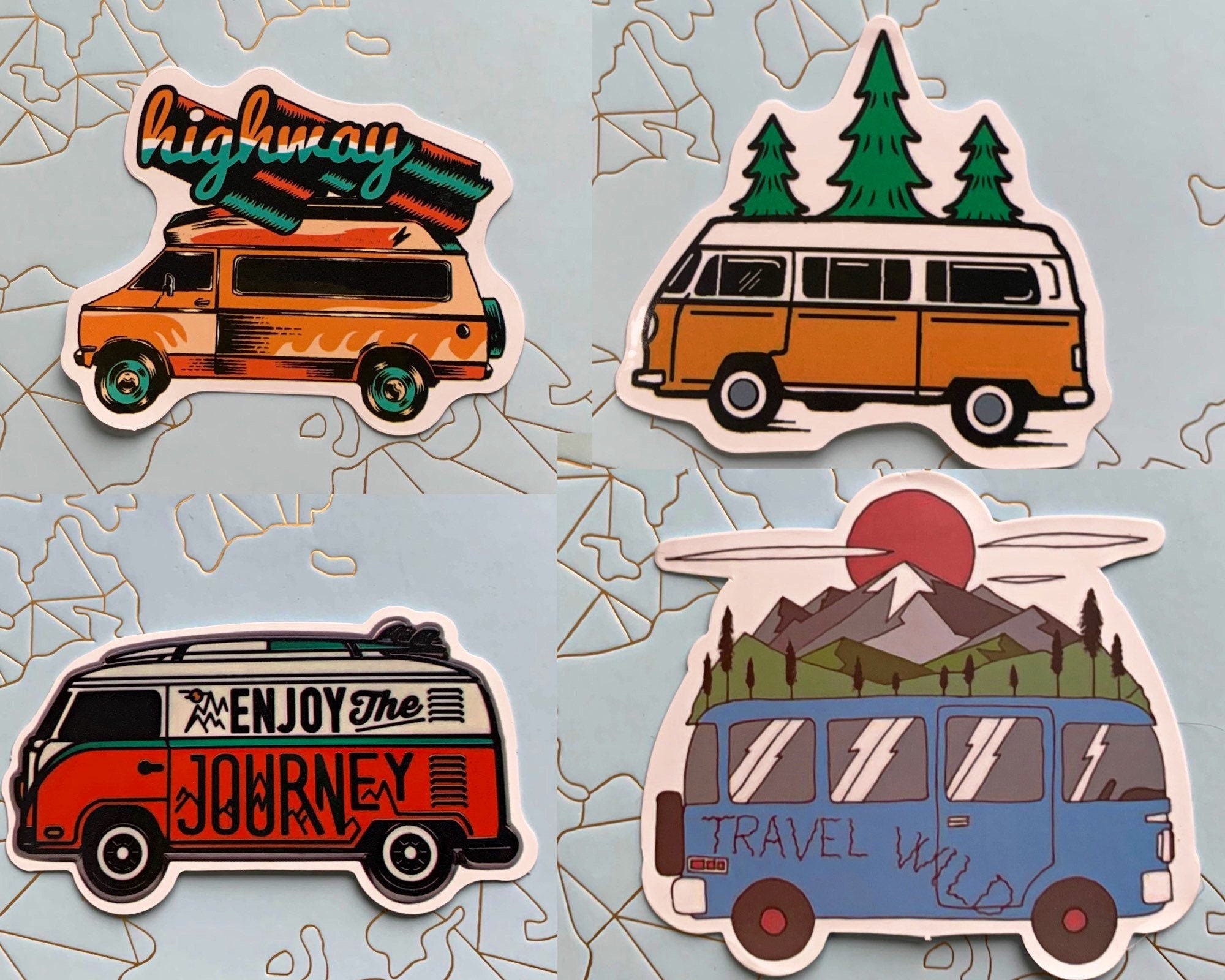 RV, Hippie Van Travel Stickers , Van Life Road Trip, off Road Truck Car ...