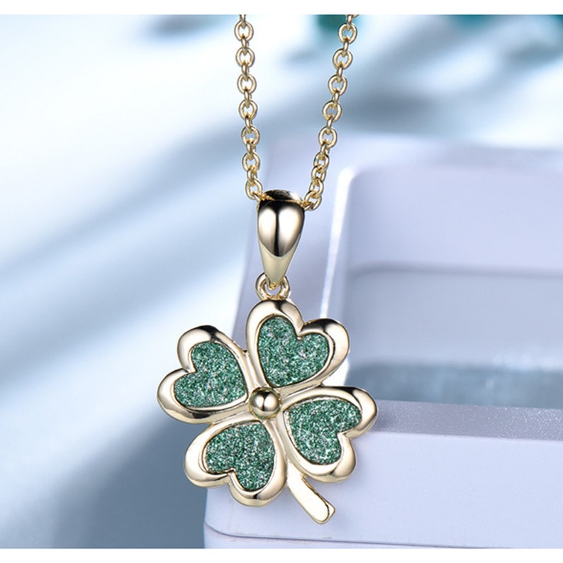 925 Sterling Silver Necklace Lucky Four Leaf Clover Pendants Necklaces for Women Wedding Party ...