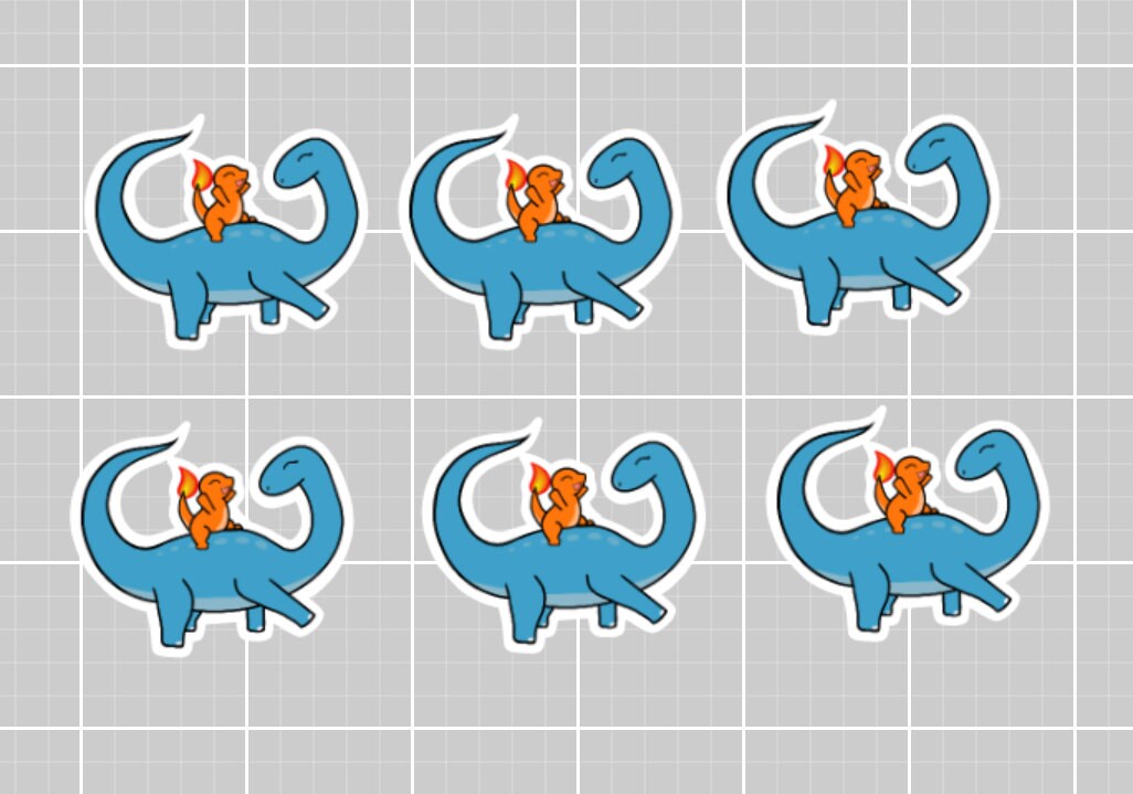 Charmander Brachiosaurus Dinosaur Sticker - Etsy