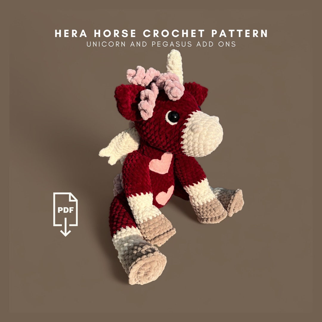 Hera Horse Crochet Pattern, Amigurumi Horse Pattern, Unicorn Crochet Pattern, Pegasus Plushie ...