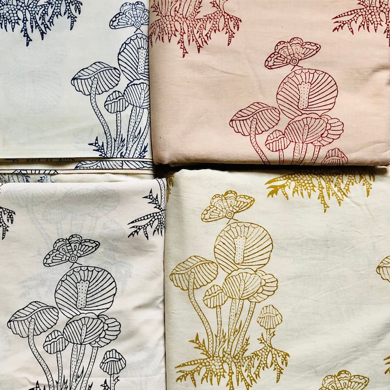 Mushroom Print Linen Fabric - Etsy