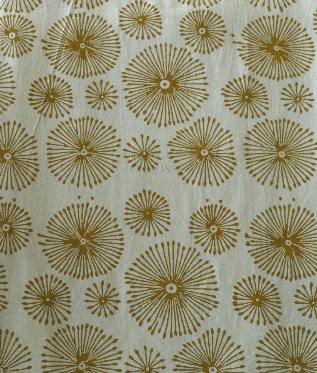 Dandelion Flower Stock Block Print Light Weight 100% Cotton Fabric ...