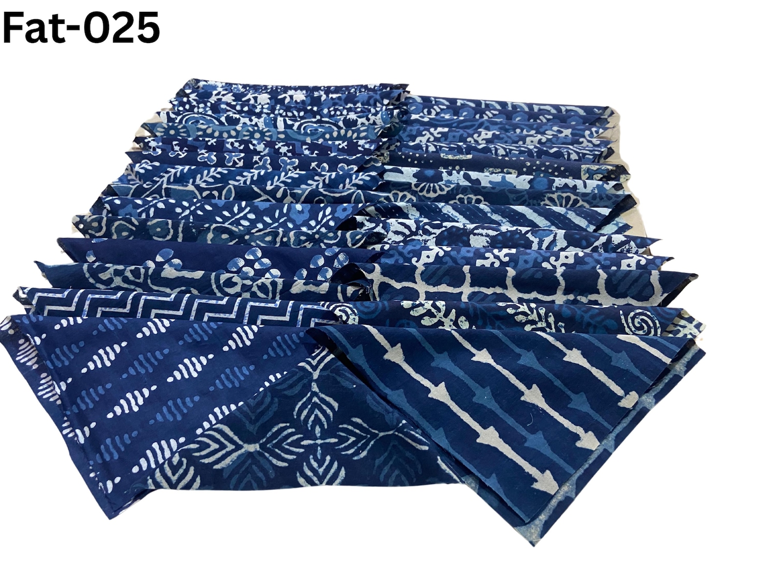 Indigo Cotton Fat Quarters 30 Pieces Indian Hand Block Printed Patch ...