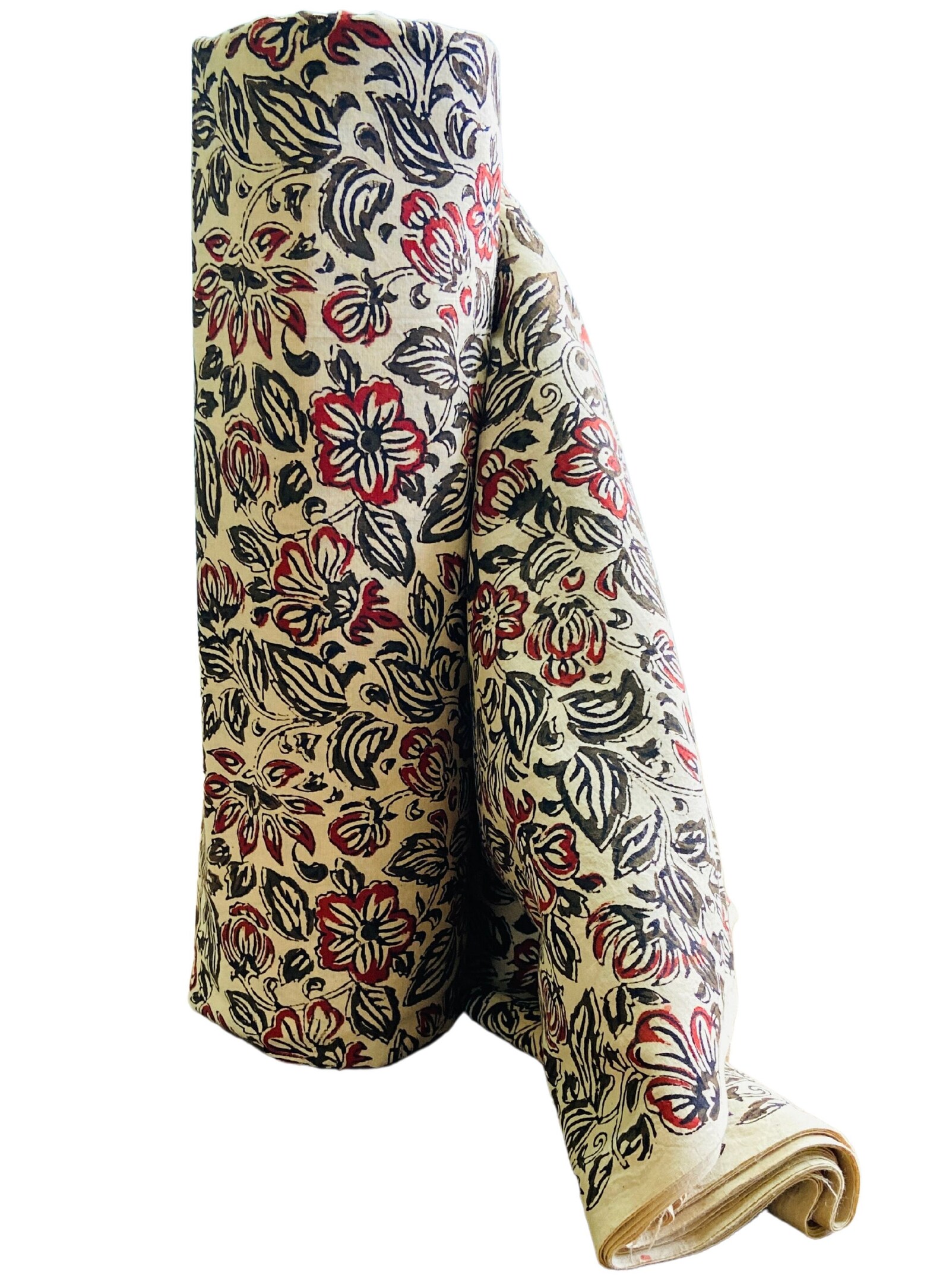 Beautiful Flower Petal Themed Hand Block Printed Cotton Fabric Bagru ...
