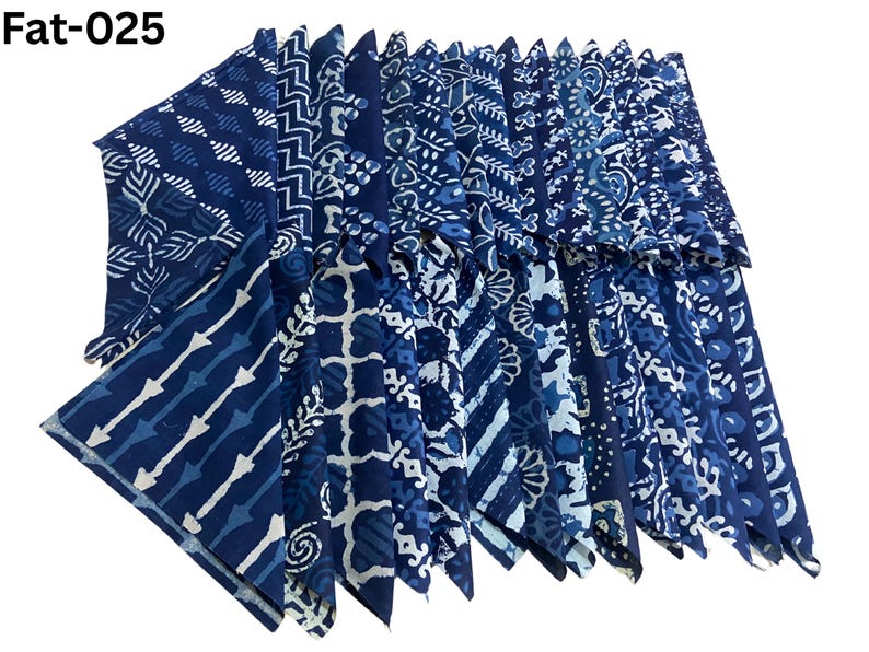 Indigo Cotton Fat Quarters 30 Pieces Indian Hand Block Printed Patch ...