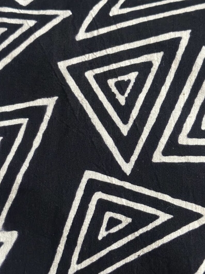 Jet Black Triangle Shape Hand Block Printed 100% Cotton Fabric ...