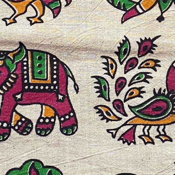 Elephant Block Print Fabric - Etsy UK