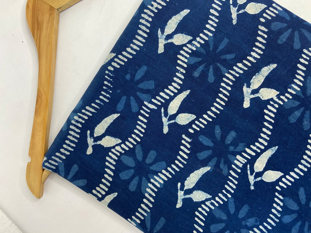 Indigo/dabu/blue Block Print Fabric Hand Printed Indian Fabric Natural ...