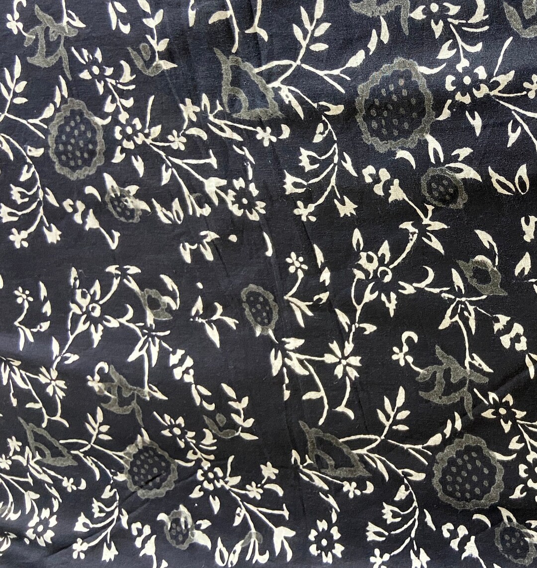 Black and White Flower Fruit Pattern Dress Block Print Fabric for Long ...