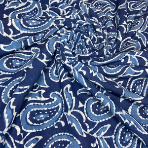 Indigo/dabu/blue Block Prints Fabric Hand Printed Indian Fabric Natural ...