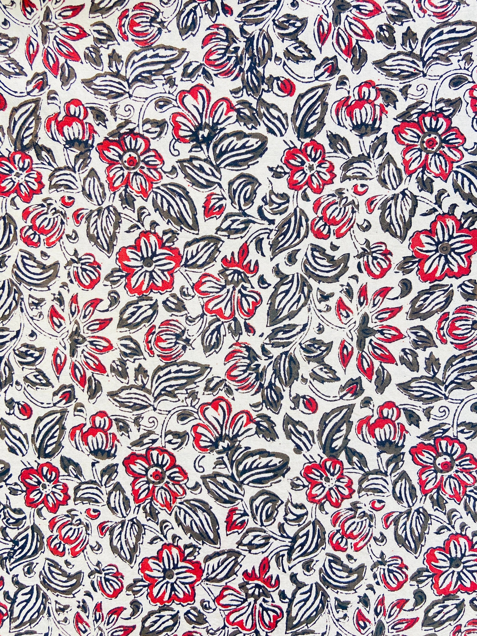 Beautiful Flower Petal Themed Hand Block Printed Cotton Fabric Bagru ...