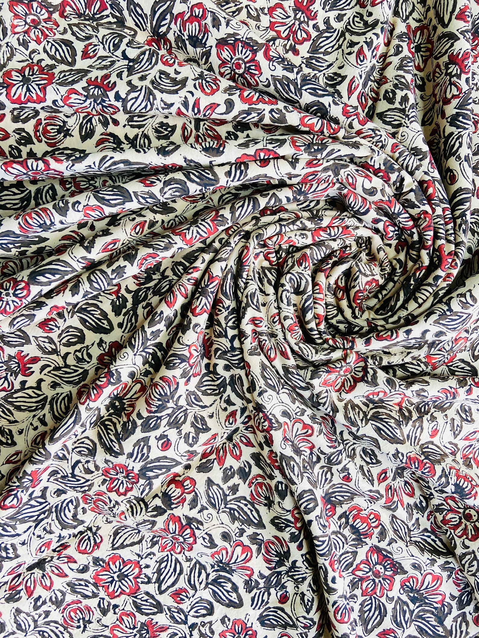 Beautiful Flower Petal Themed Hand Block Printed Cotton Fabric Bagru ...