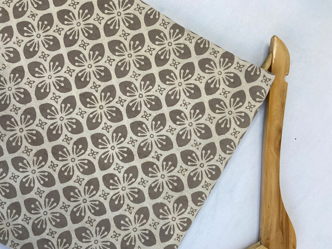 Floral Bagru Kashish Hand Block Print Cotton Fabric Natural Color ...